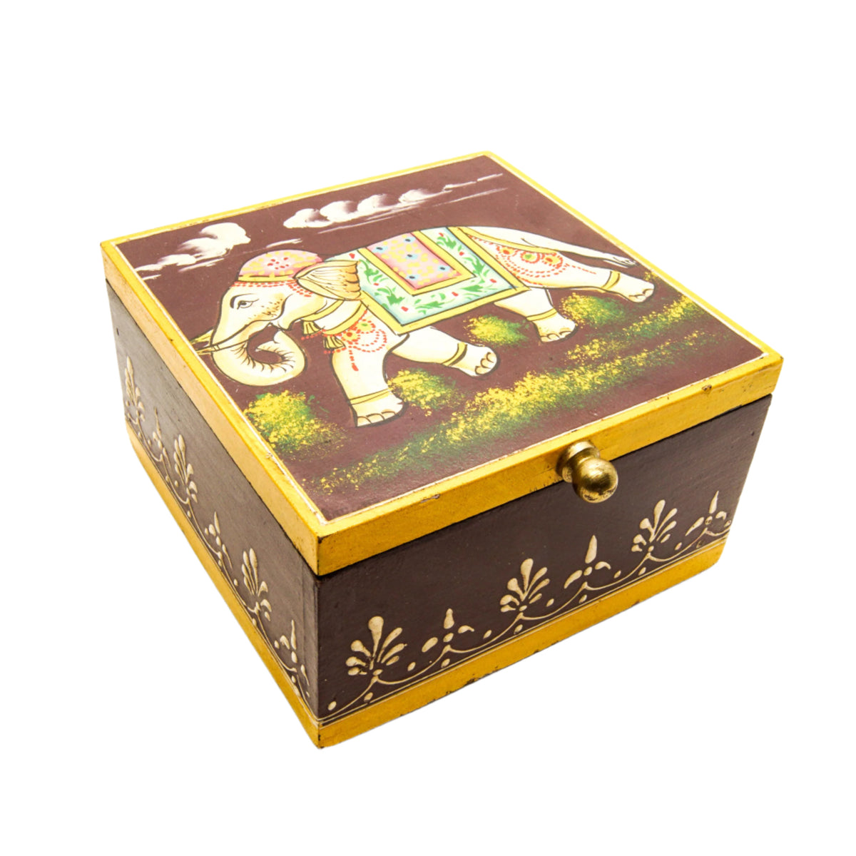 Hand Painted Wood Elephant Box – Alchemy & Aura
