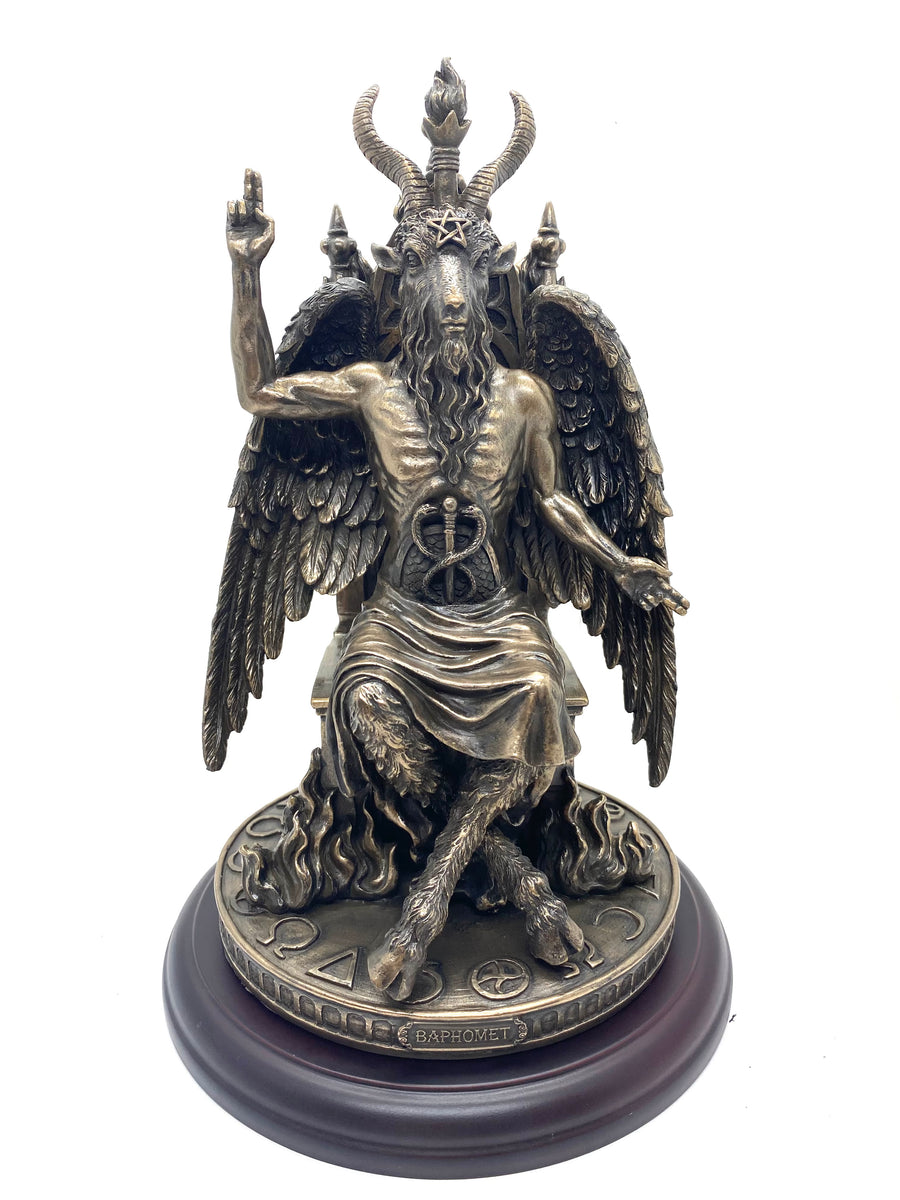 Baphomet Statue on wooden plinth – Alchemy & Aura