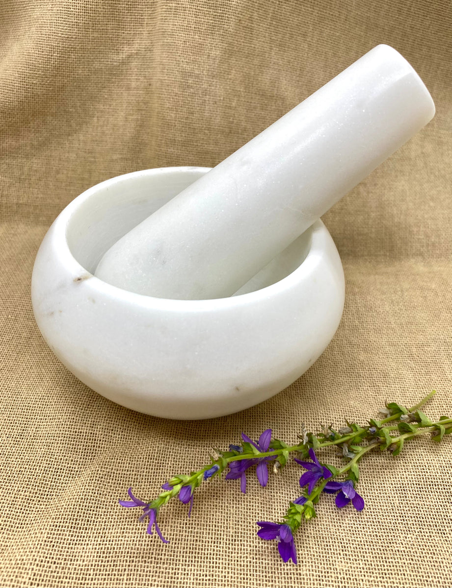 Round White Marble Mortar & Pestle – Alchemy & Aura